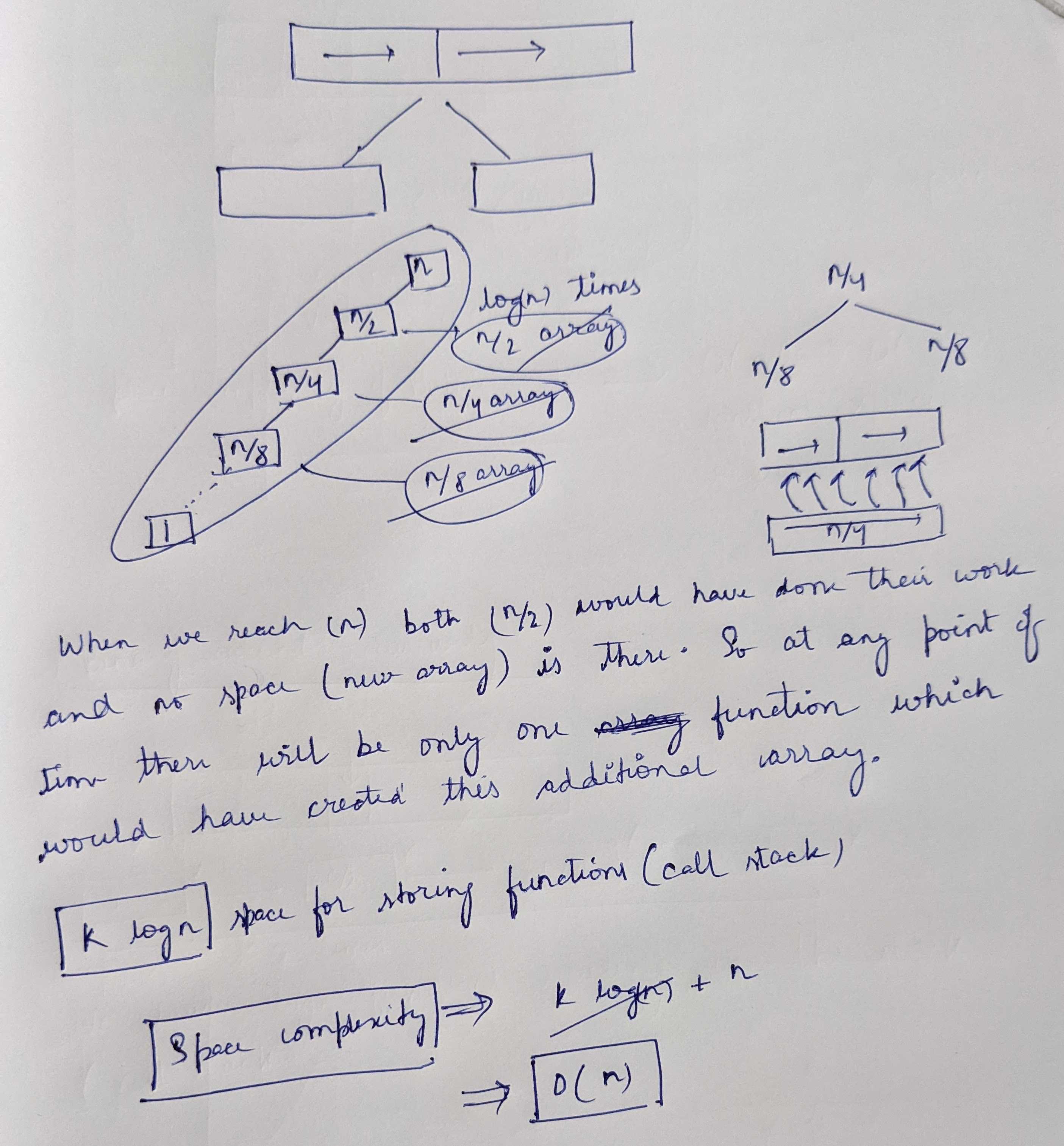 Space Complexity Analysis For Merge Sort I Am Just A Random Guy Doing